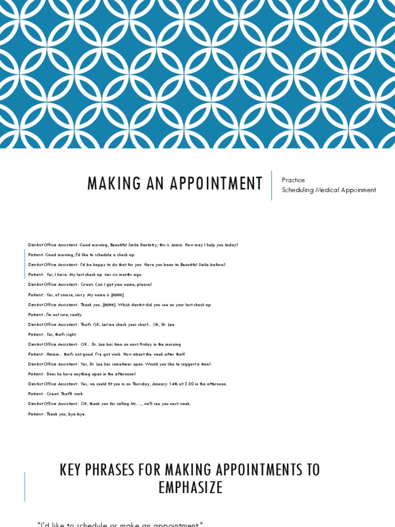 Making An Appointment | PDF | Medicare (United States) | Physician