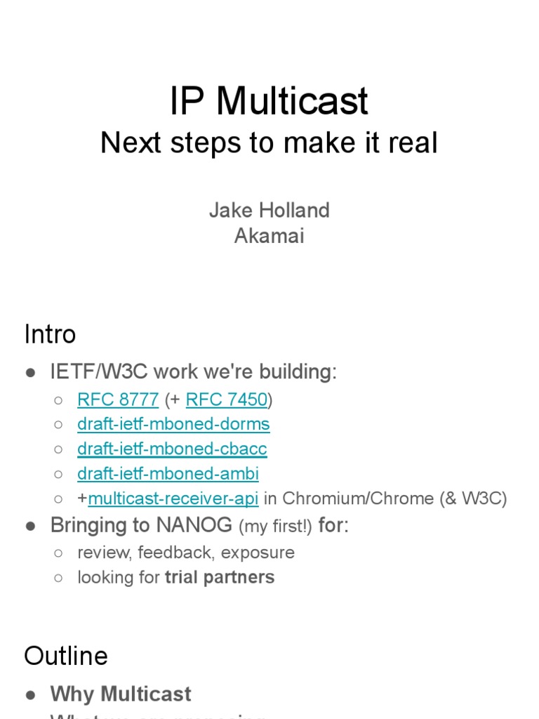 IP Multicast: Next Steps To Make It Real | PDF | Multicast | Streaming ...