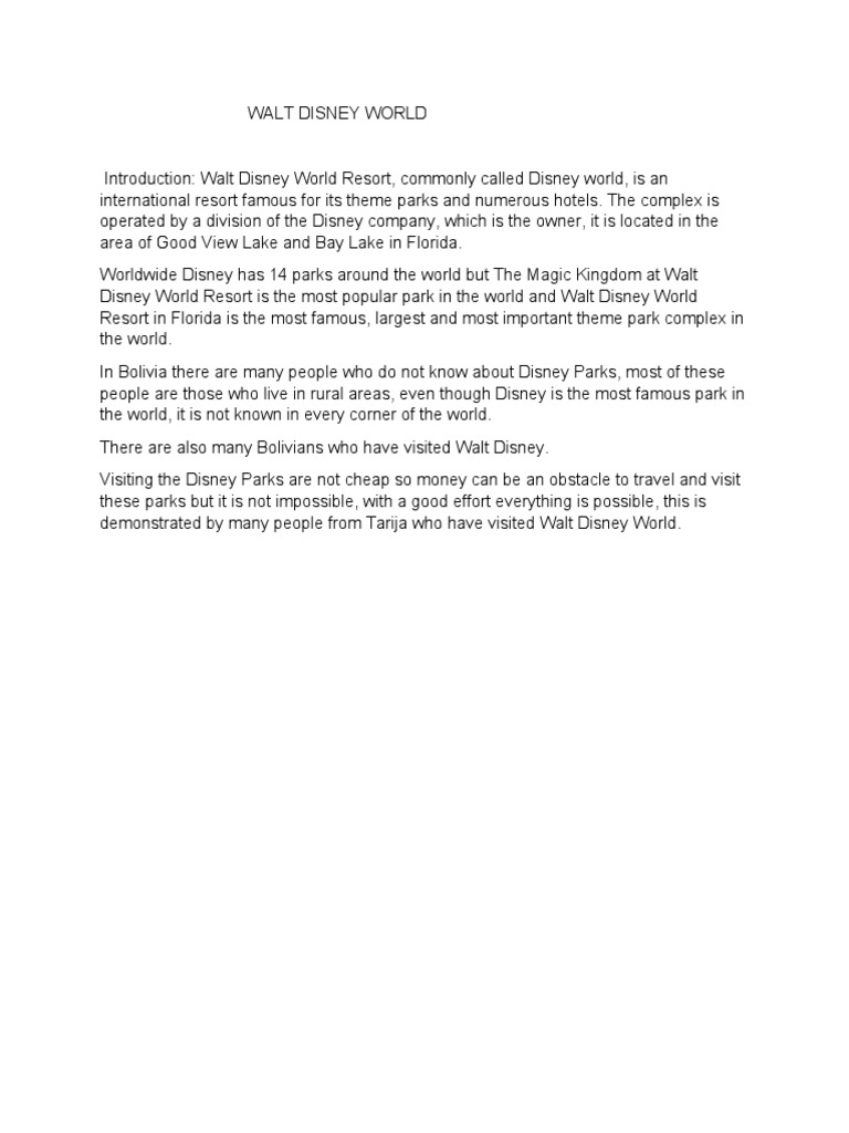 Walt Disney World | PDF | Walt Disney | The Walt Disney Company