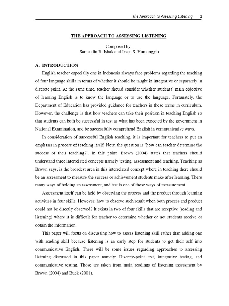PAPER How To Assess Listening | PDF | Test (Assessment) | Multiple Choice