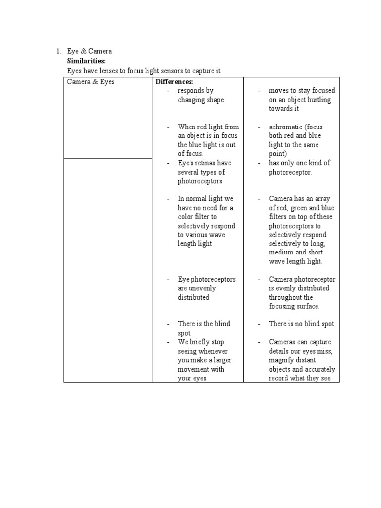 Comparing the Similarities and Differences Between the Human Eye and ...