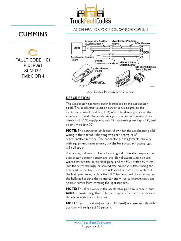 Accelerator Position Sensor Circuit Troubleshooting Guide | PDF ...