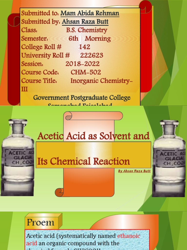 Acetic Acid As Solvent and Its Chemical Reactions | PDF | Acetic Acid ...