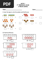 Grade 1 MATH 2nd QUARTERLY ASSESSMENT WITH TOS | PDF | Subtraction | Elementary Mathematics