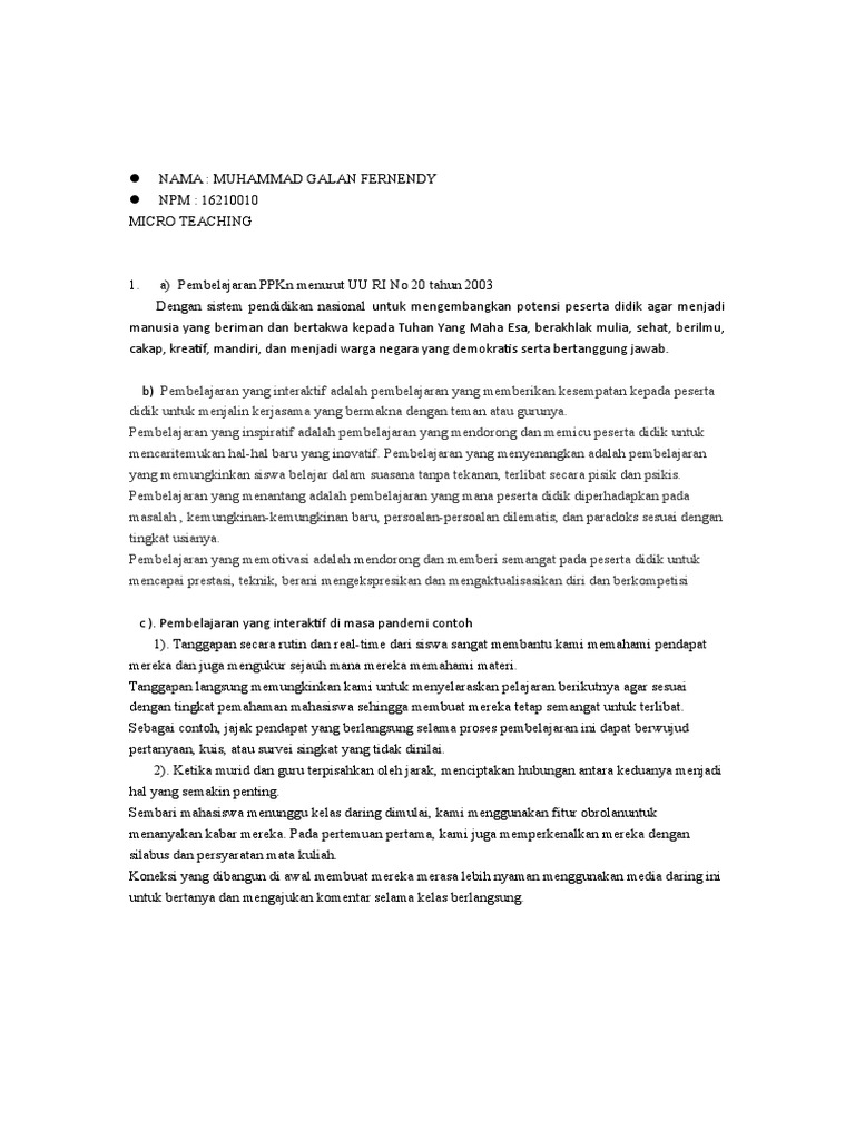 Uts Micro Teaching (Muhammad Galan) | PDF