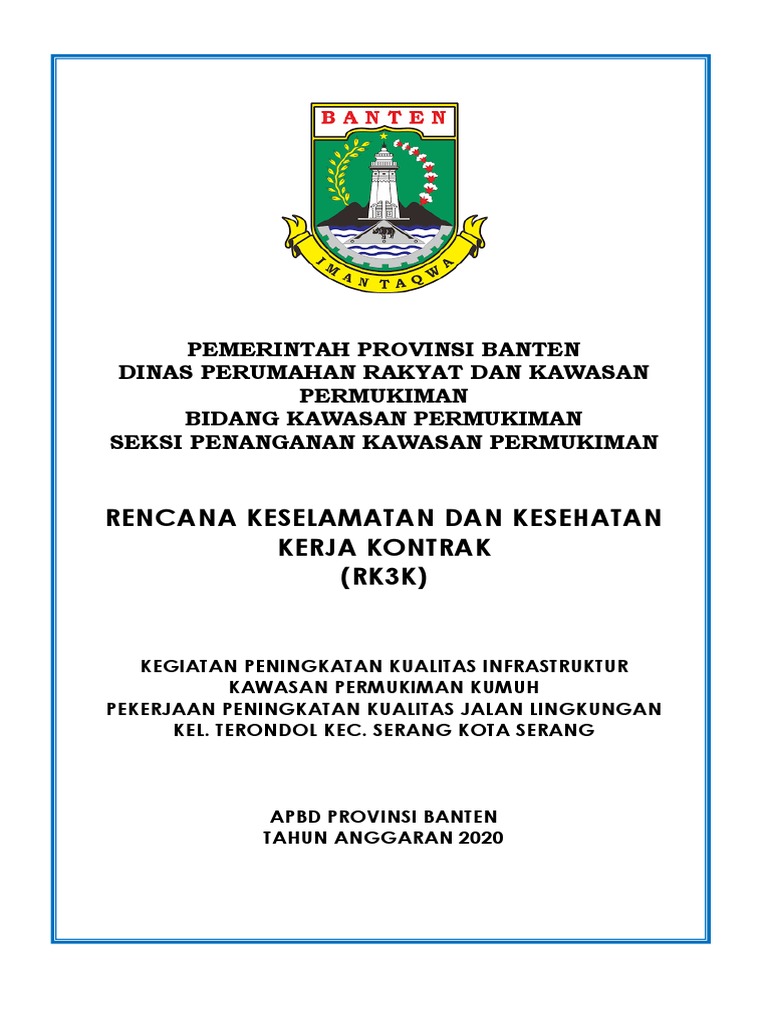 Rencana Keselamatan Kerja RK3K 2020 | PDF