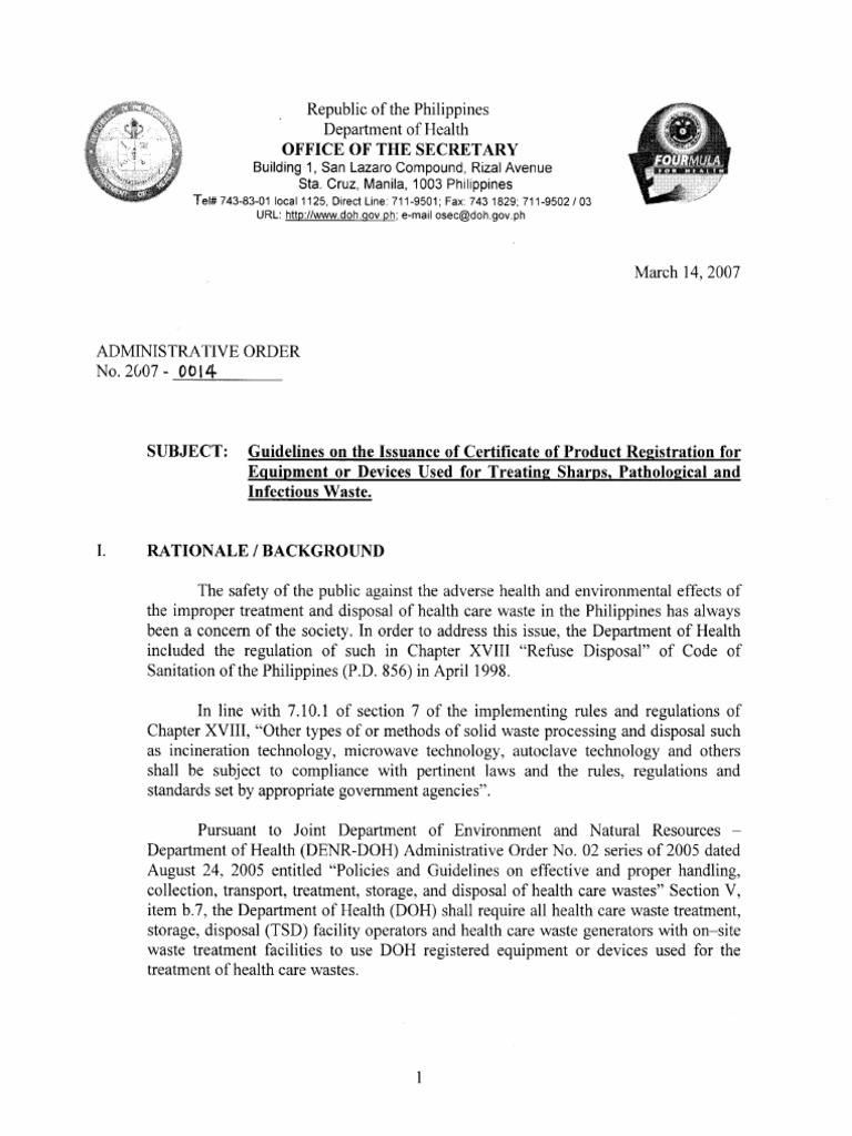 Administrative Order No. 2007 0014 | PDF