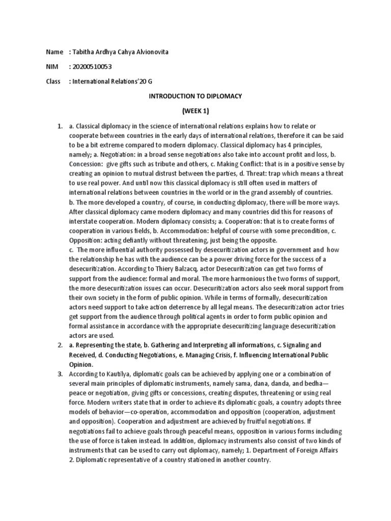 Introduction To Diplomacy | PDF | Diplomacy | Negotiation