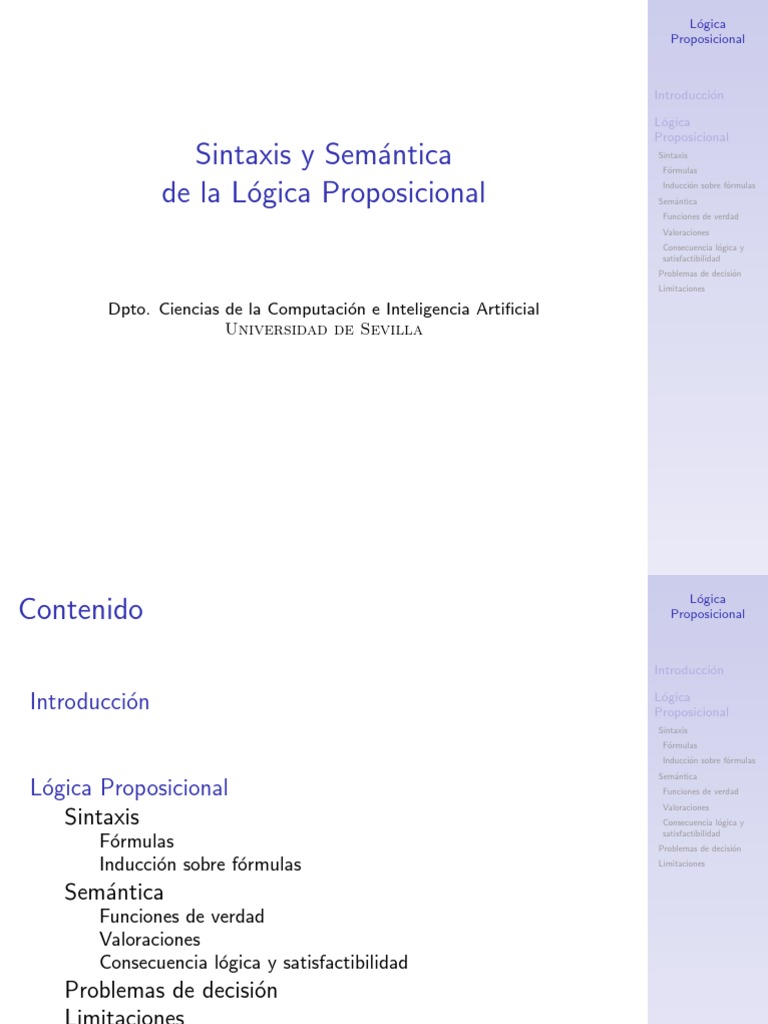 Sintaxis y Semántica de La Lógica Proposicional | PDF | Proposición ...