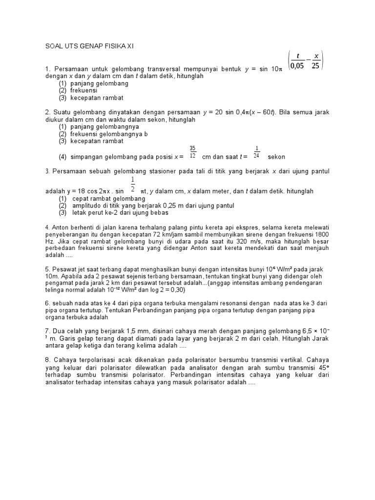 Soal Remidi UTS Fisika XI Genap | PDF | Metode & Bahan Ajar | Seni