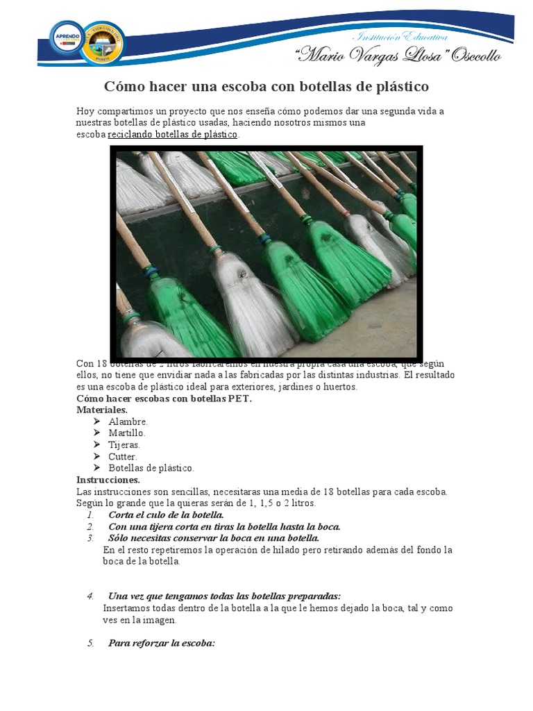 Cómo Hacer Una Escoba Con Botellas de Plástico | PDF