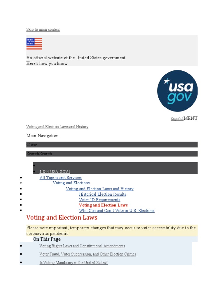 Voting and Election Laws: An Official Website of The United States ...