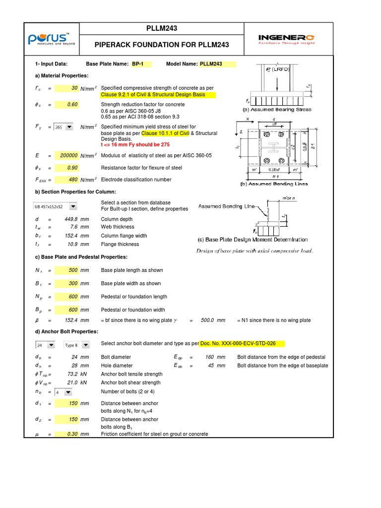 Design of Baseplate (BP-1) - Without Shear Key - GRID 101 TO 104 | PDF ...