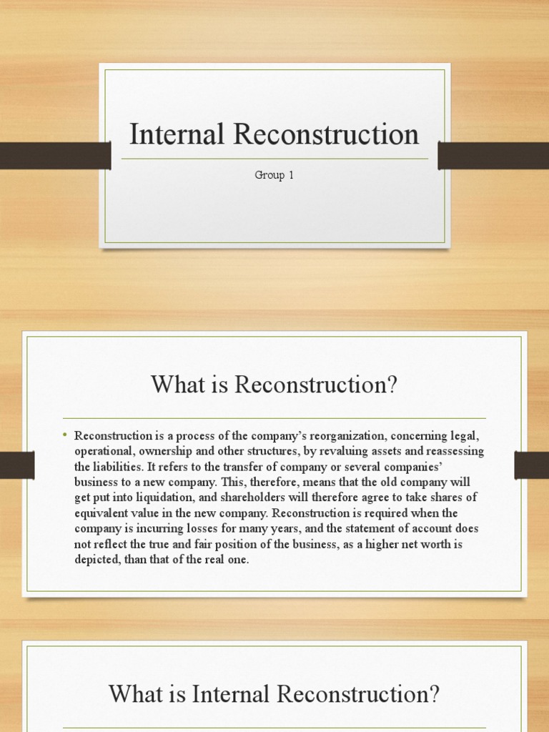 Internal Reconstruction | PDF | Balance Sheet | Equity (Finance)
