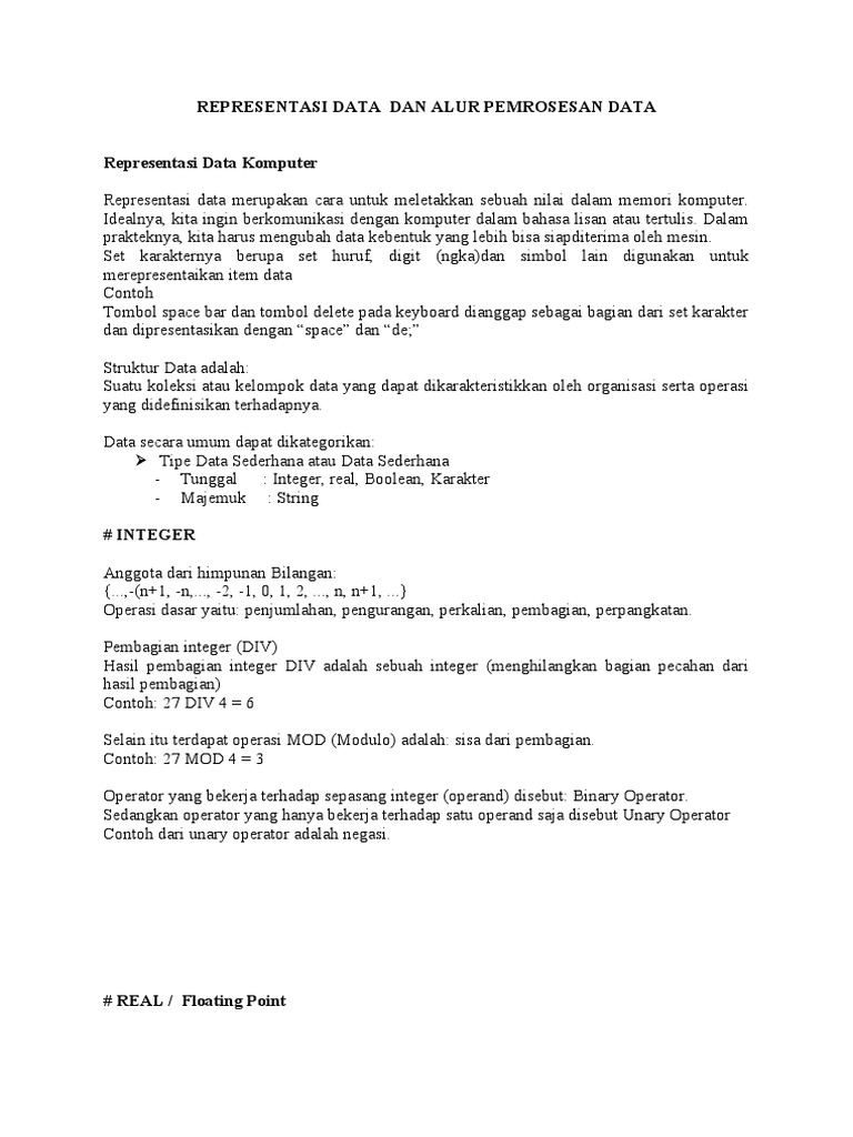 Representasi Data & Alur Pemrosesan Data | PDF | Komputer