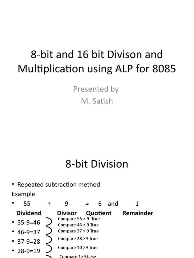 8-Bit and 16 Bit Divison and Multiplication | PDF