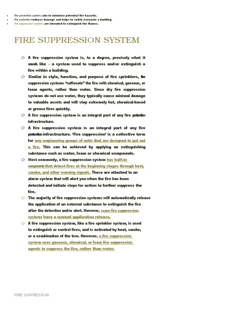 Fire Suppression System | PDF | Firefighting | Fires