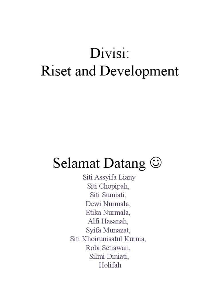 Divisi: Riset and Development | PDF