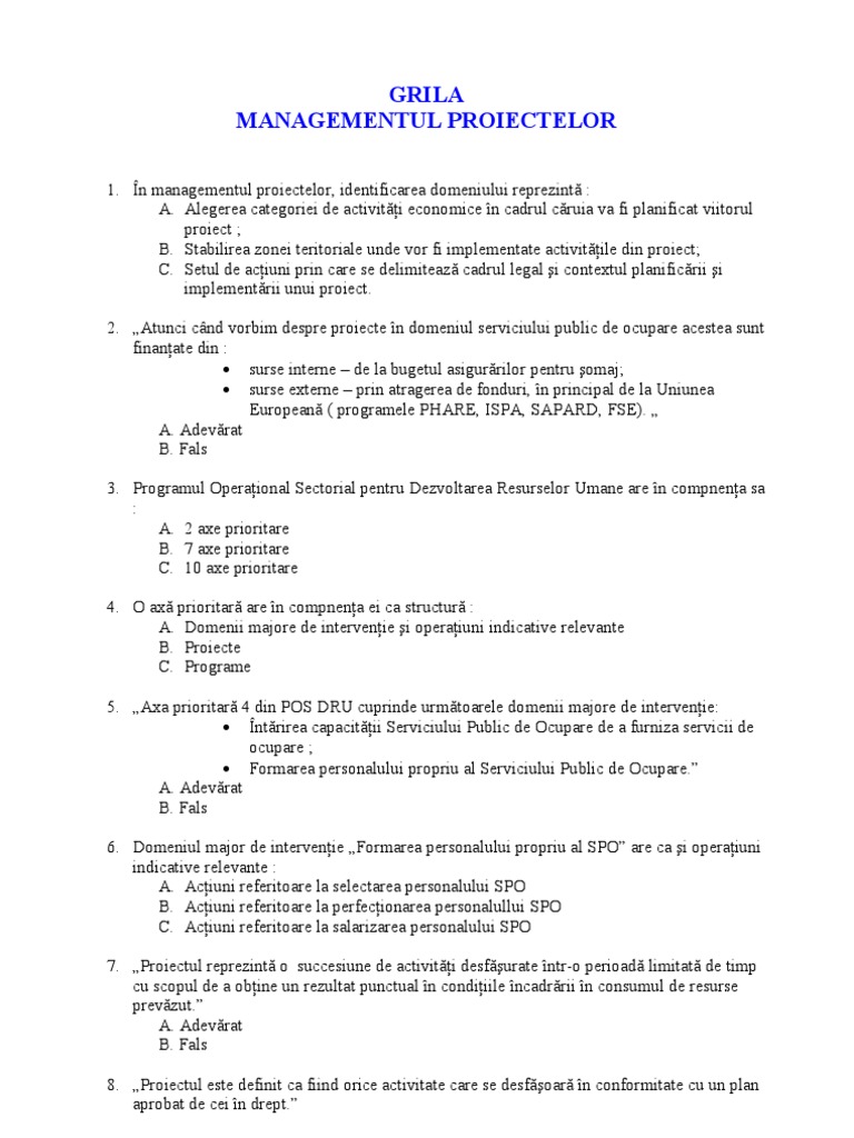 Managementul Proiectelor | PDF