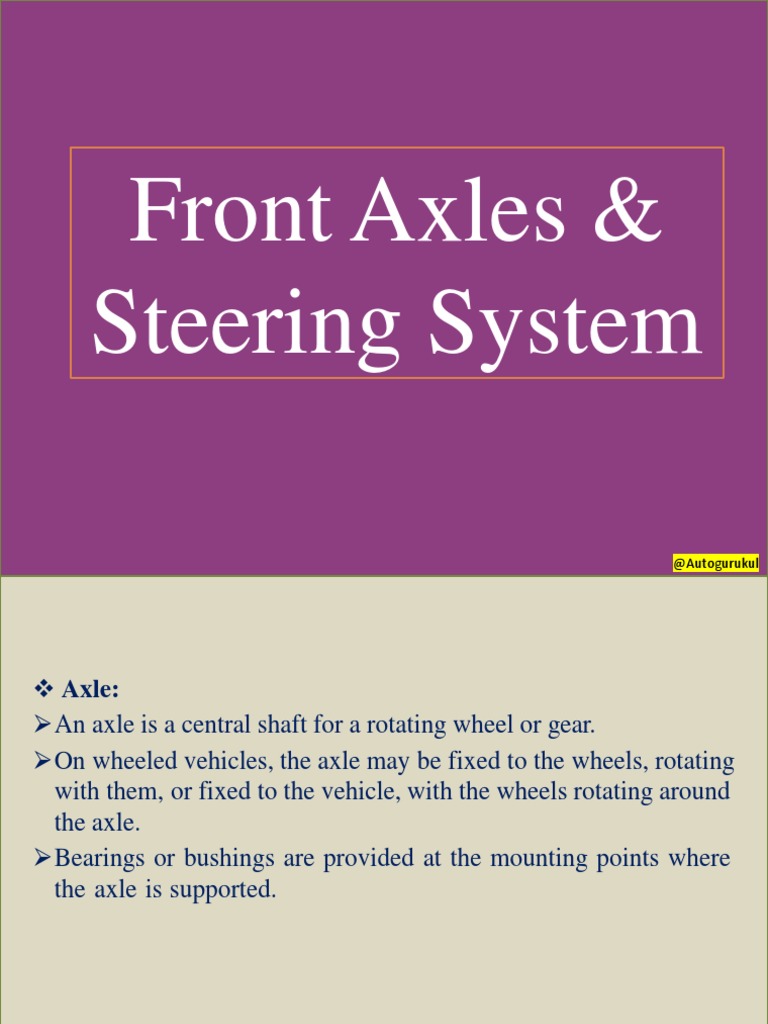 Front Axles & Steering Basics | PDF | Axle | Steering