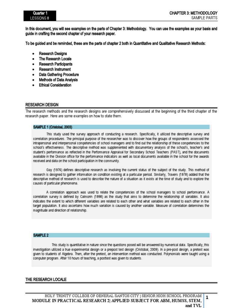 Document 3 - Parts of Chapter 3 Samples | PDF | Survey Methodology ...