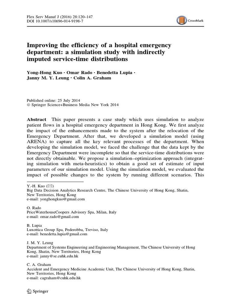 Improving The Efficiency of A Hospital Emergency Department: A ...