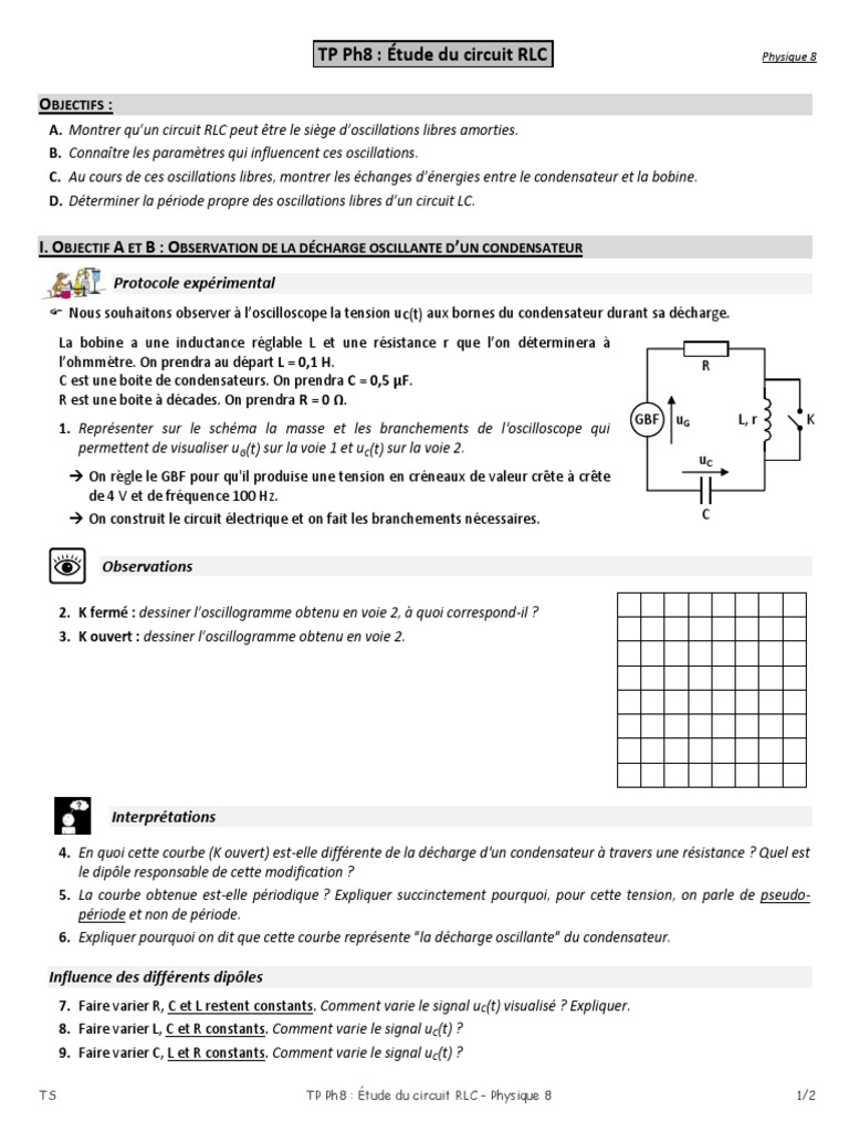 TP Circuit RLC | PDF | Condensateur | Tension électrique