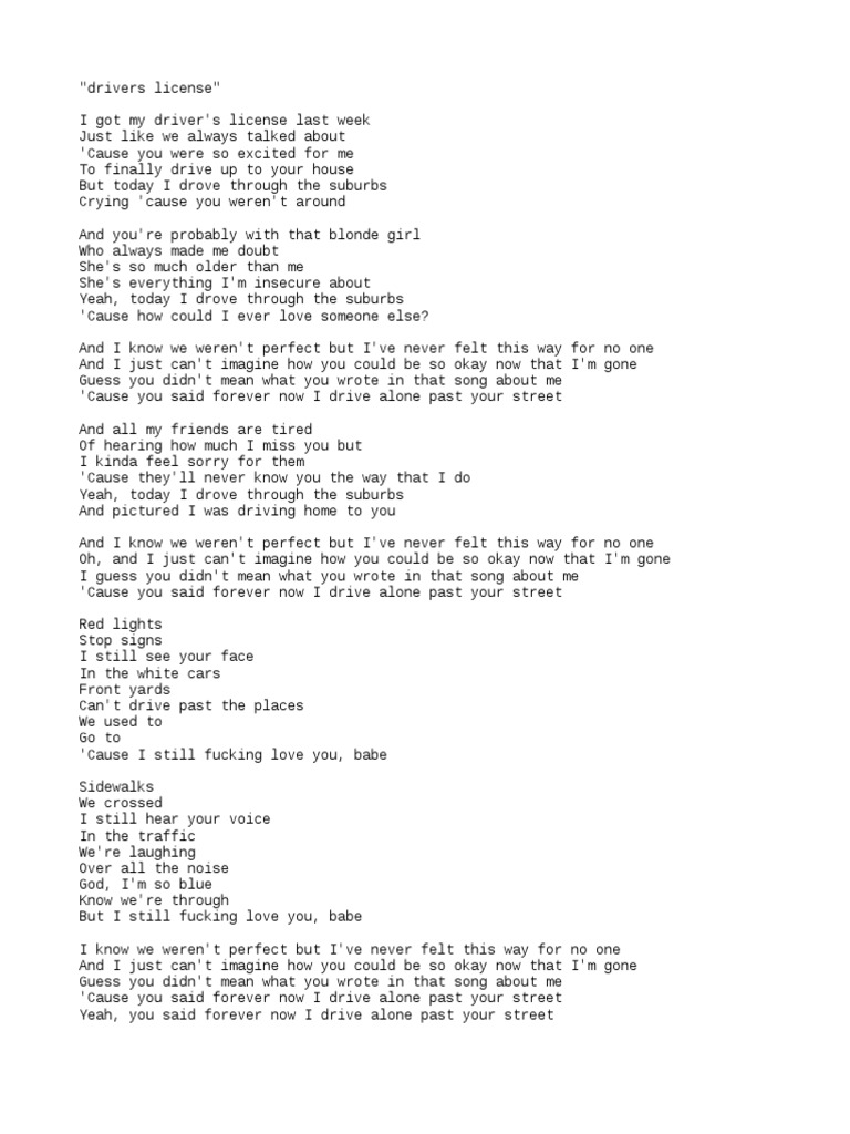 Olivia - Drivers License | PDF