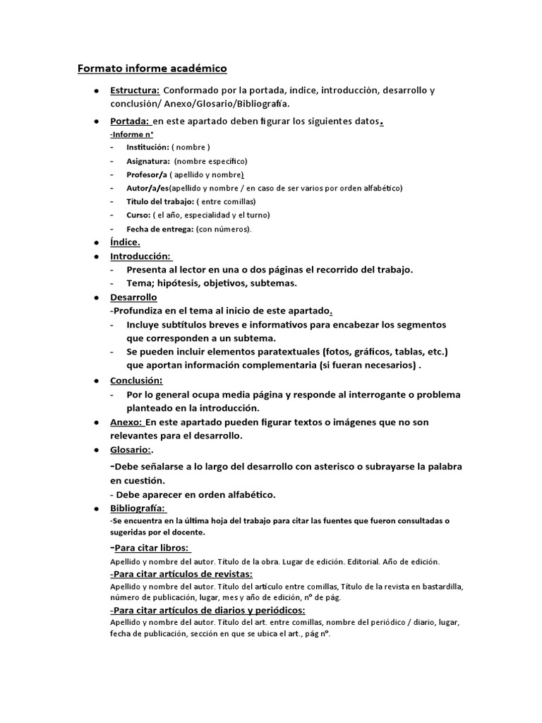 Formato Informe Académico Secundario | PDF