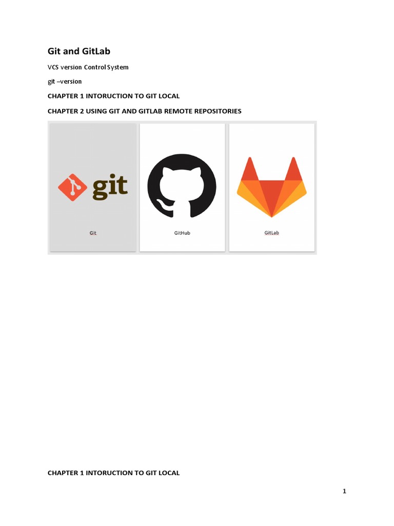 Git And Gitlab Chapter 1 Intoruction To Git Local Chapter 2 Using Git