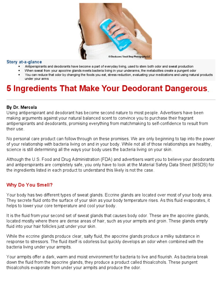 Deodorant's Dangerous Ingredient | PDF | Medical Specialties
