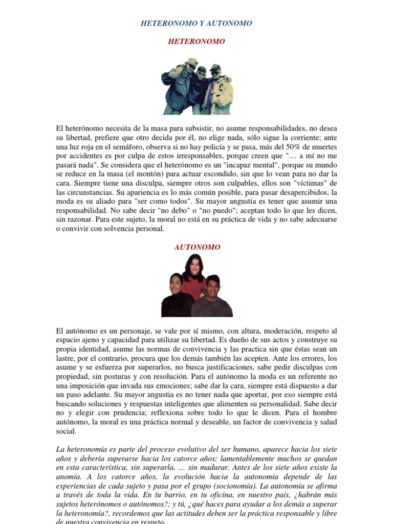 Heteronomía vs Autonomía: Evolución Personal | PDF | Moralidad | Cognición