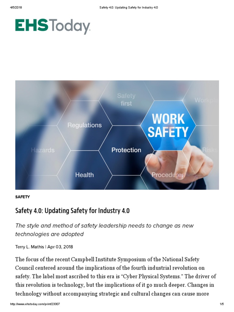 Safety 4.0: Updating Safety For Industry 4.0 | PDF | Leadership ...