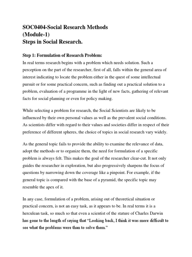 Social Research Steps Guide | PDF | Hypothesis | Statistical Hypothesis ...