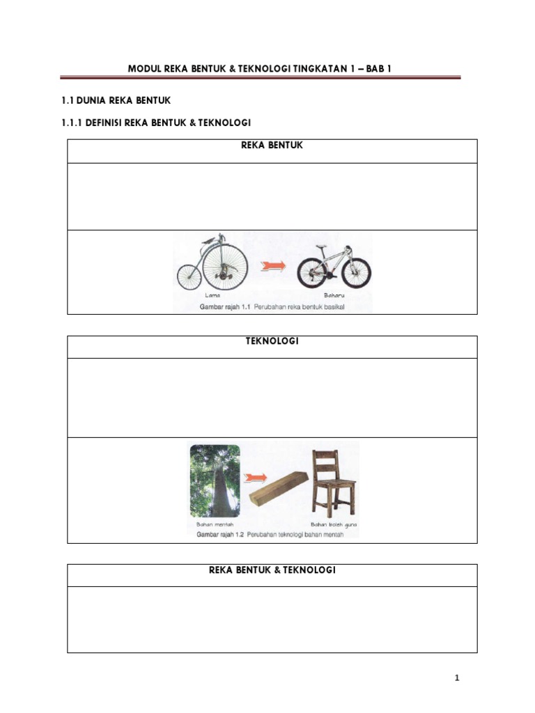 Modul Reka Bentuk & Teknologi Tingkatan 1 - Bab 1 | PDF