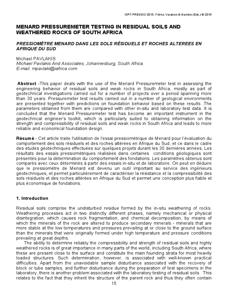 Menard Pressuremeter Testing in Residual Soils and Weathered Rocks of ...