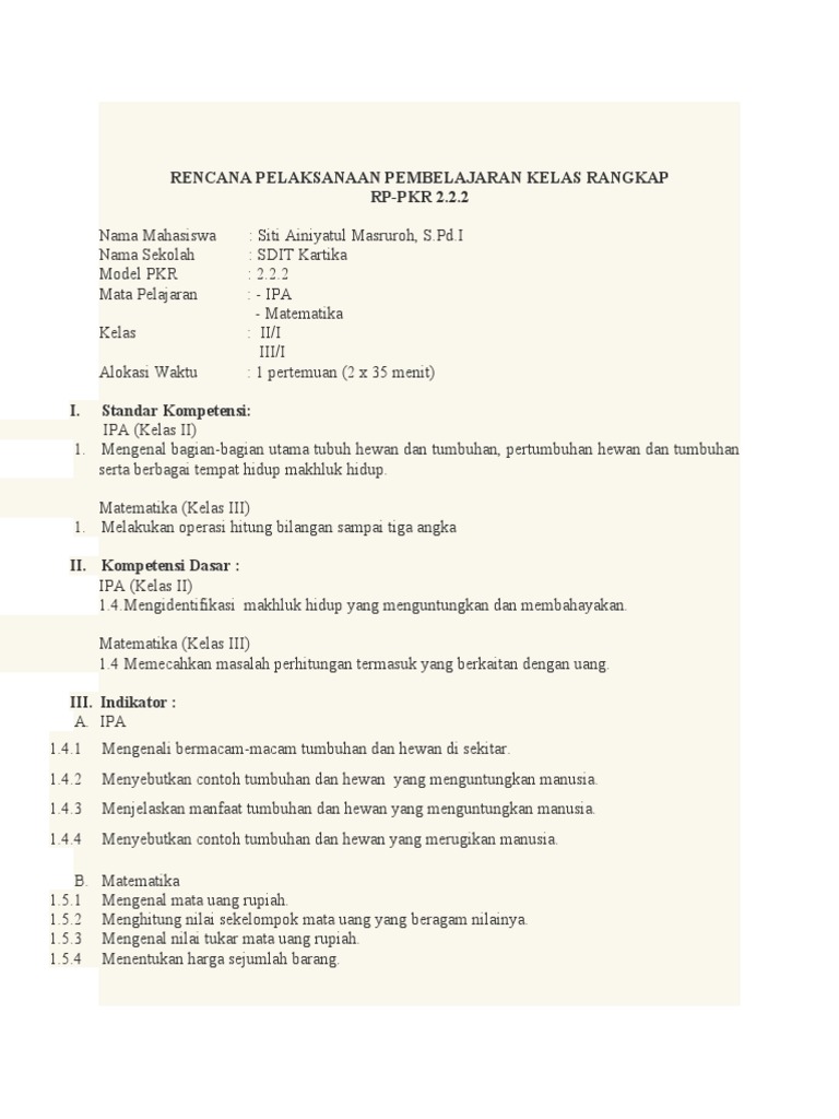 RPP Kls RGKP Model 222 | PDF