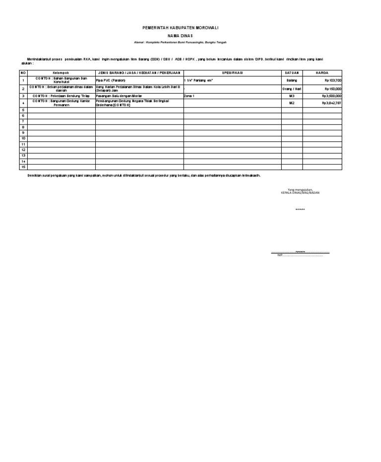 Contoh Surat Usulan SSH dan SBU | PDF