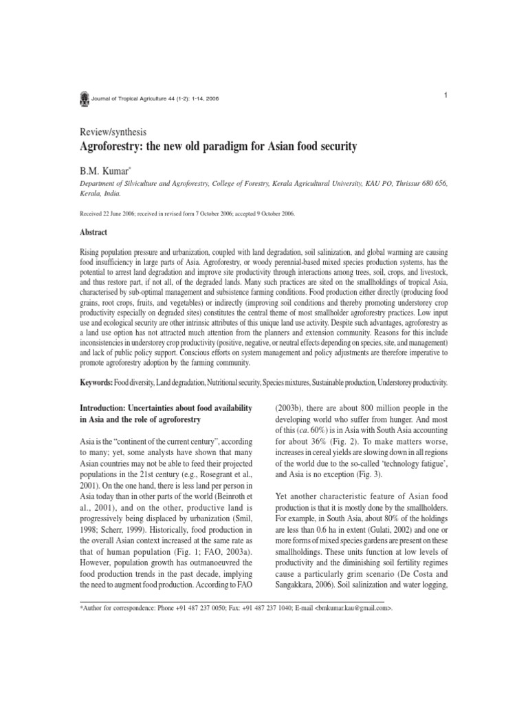 1c Agroforestry The New Old Paradigm For Asian Food Security | PDF ...