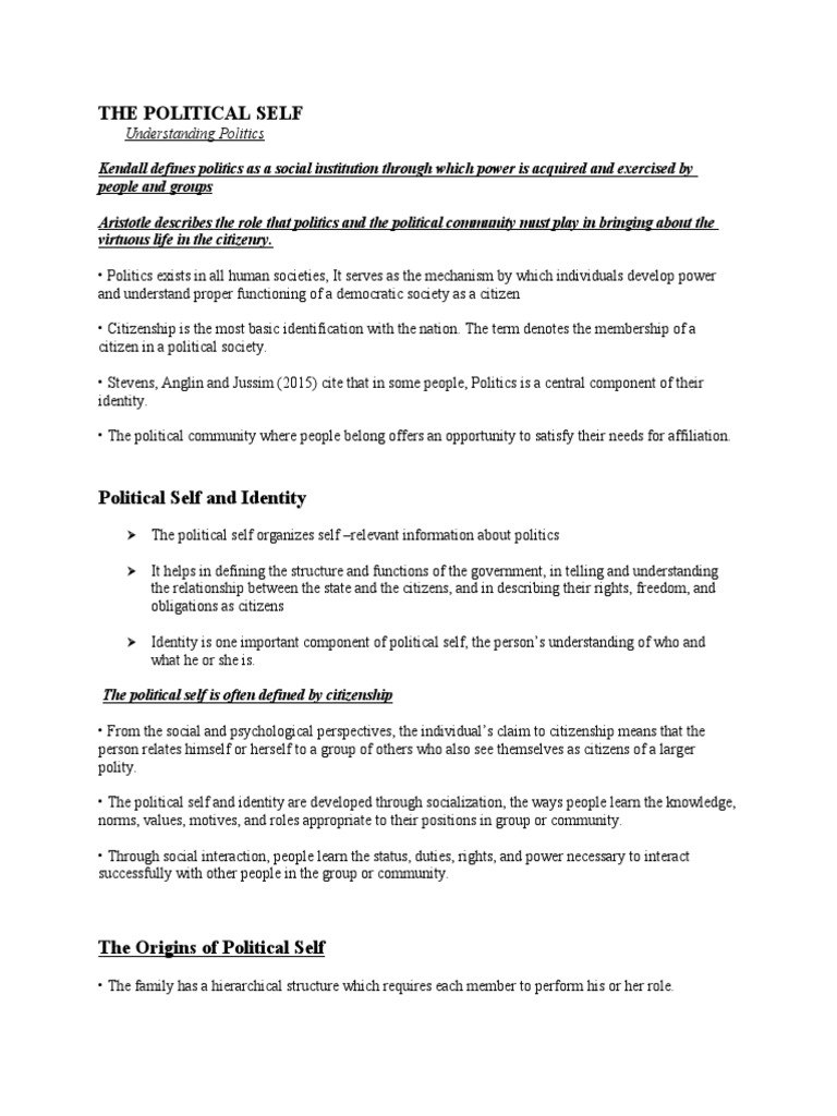 The Political Self | PDF | Citizenship | Identity (Social Science)