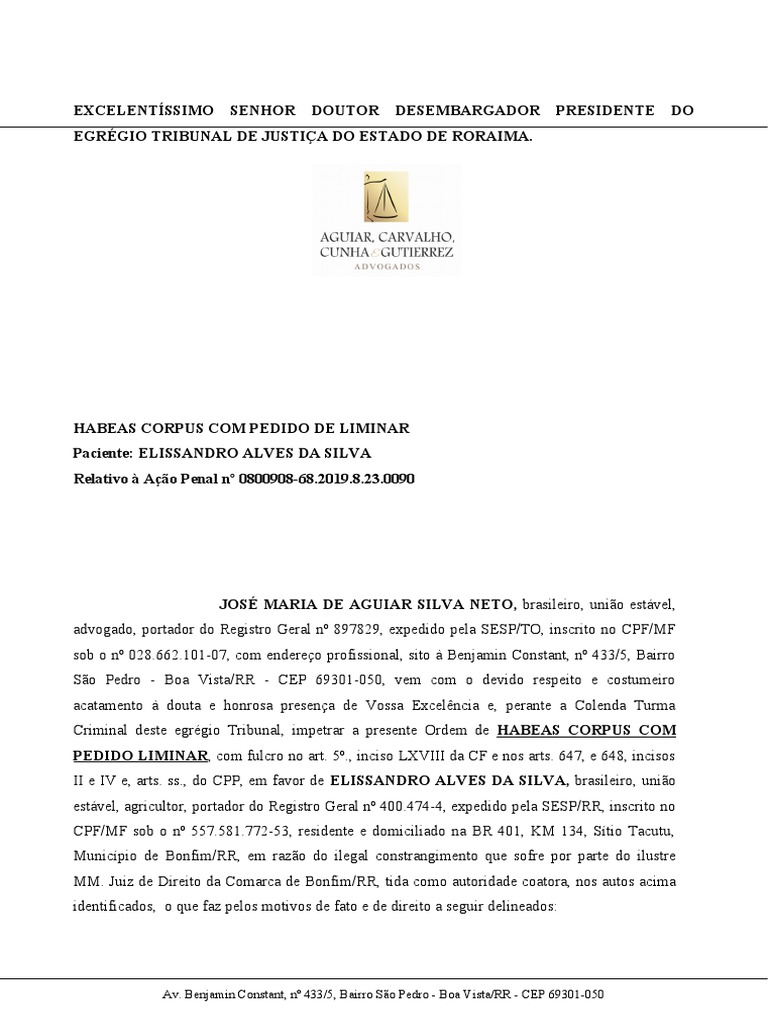 Habeas Corpus Prisão Preventiva Pdf Habeas Corpus Procedimento