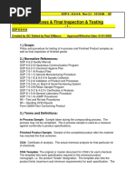 In-Process Rejection Handling SOP | PDF