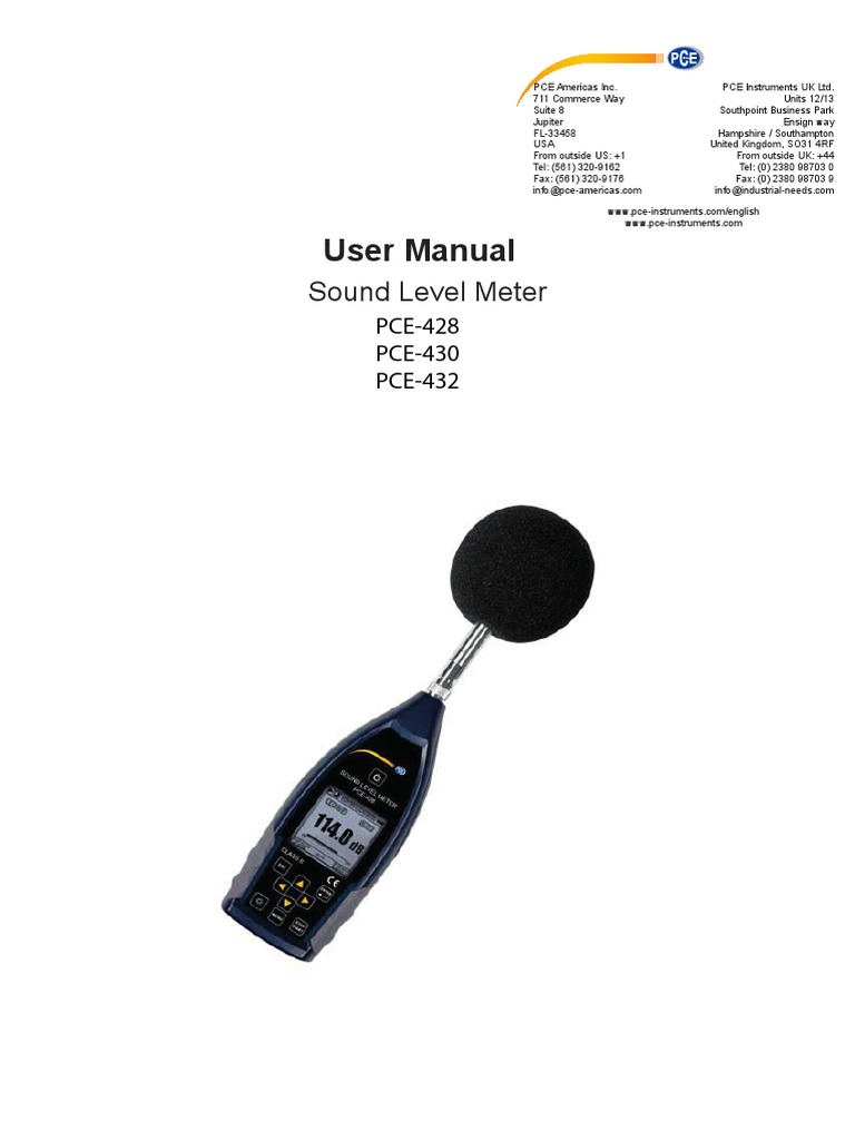Manual Sound Level Meter Pce 428 430 432 en - 1067941 | PDF ...