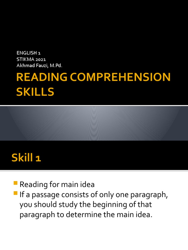 English 1 11-Reading Comprehension Skills | PDF