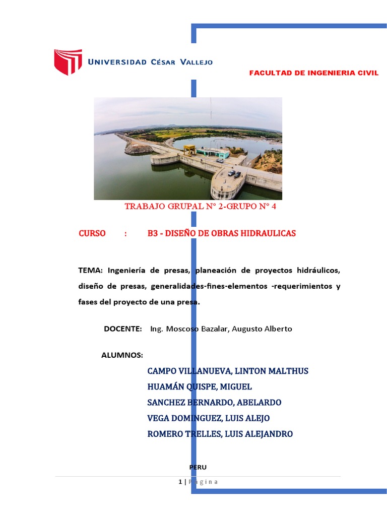 Trabajo # 02 Ingenieria de Presas | PDF | Represa | Reservorio