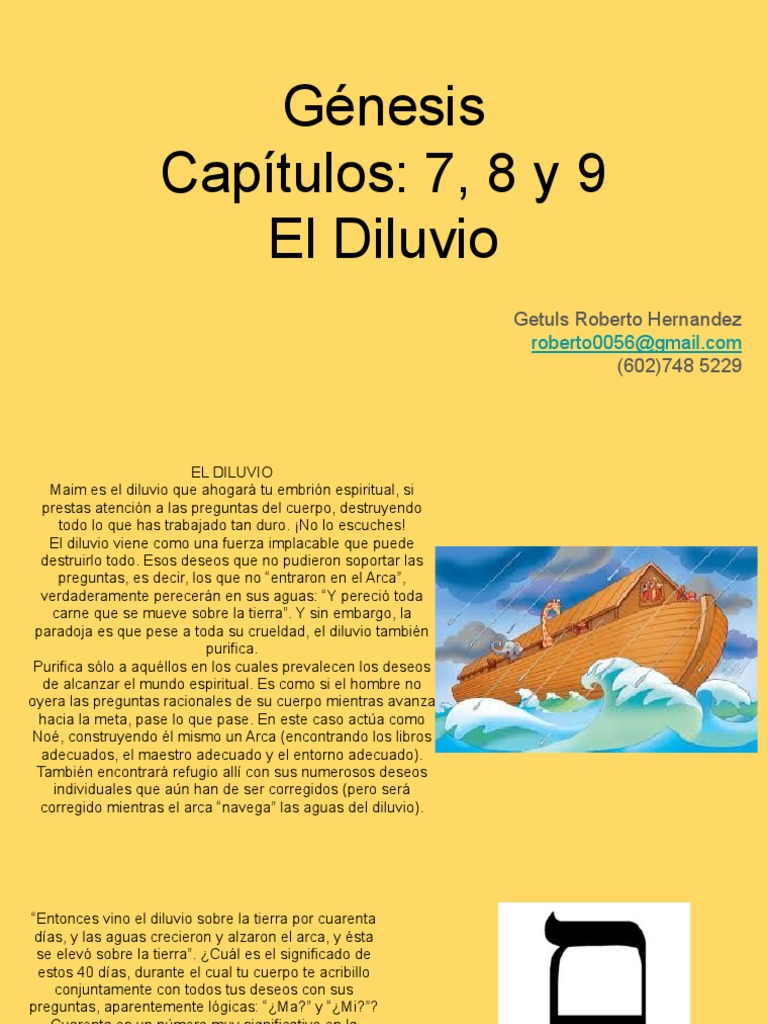 Genesis Capitulo 7, 8 y 9 El Diluvio | PDF | Arca de Noé | Mito de la ...