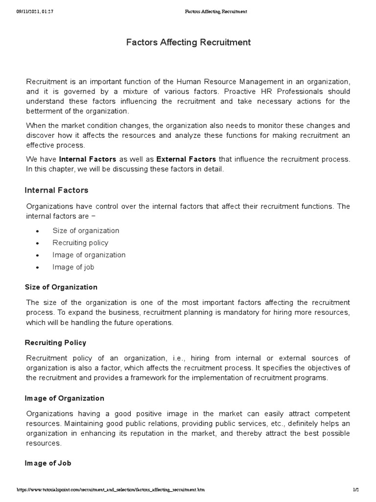 Factors Affecting Recruitment | PDF | Employment | Recruitment
