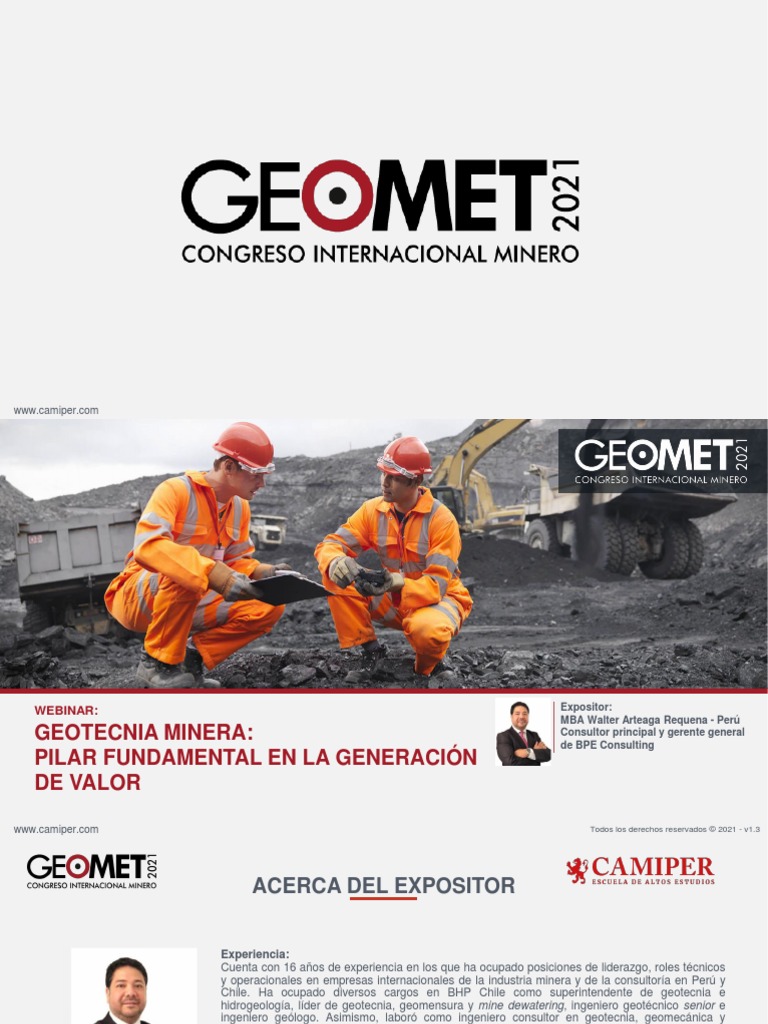 Plenaria 15 - Geotecnia Minera, Pilar Fundamental en La Generación de ...