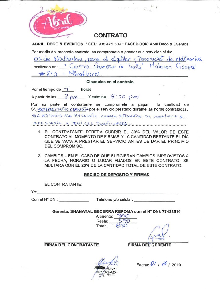 Contrato de Eventos | PDF