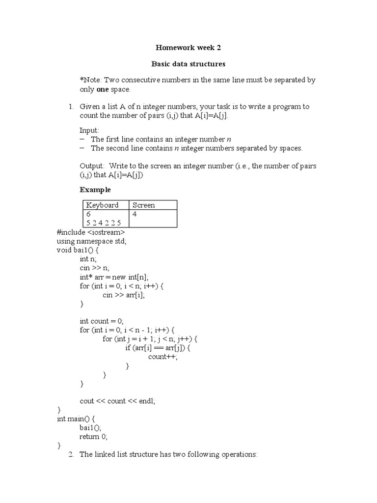 Homework Week 2 Basic Data Structures | PDF | Queue (Abstract Data Type ...